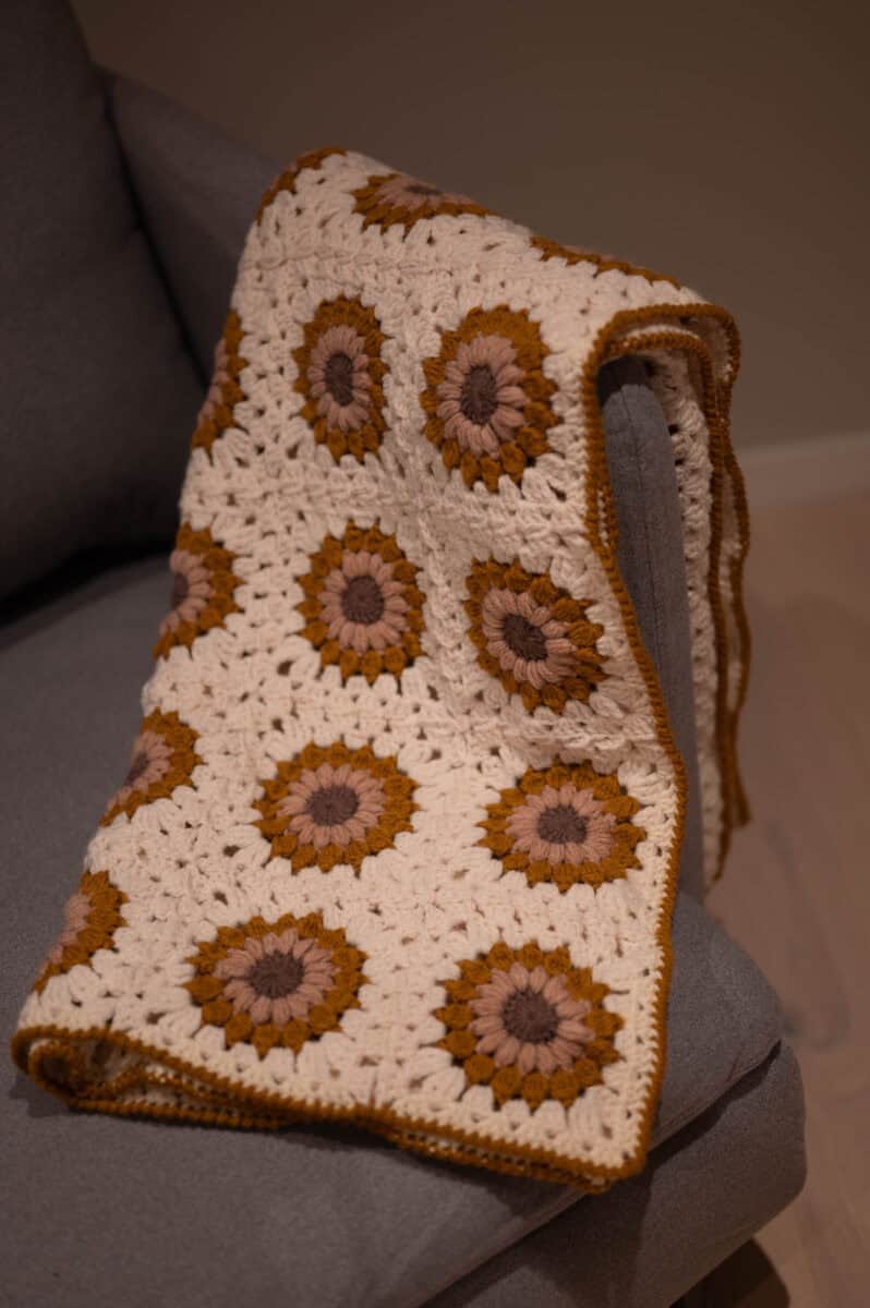 Free Crochet Sunburst Granny Square Blanket 19 Sizes